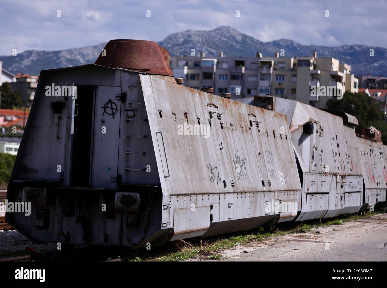 An armored train from the Homeland War on September 24, 2024 in Split ...