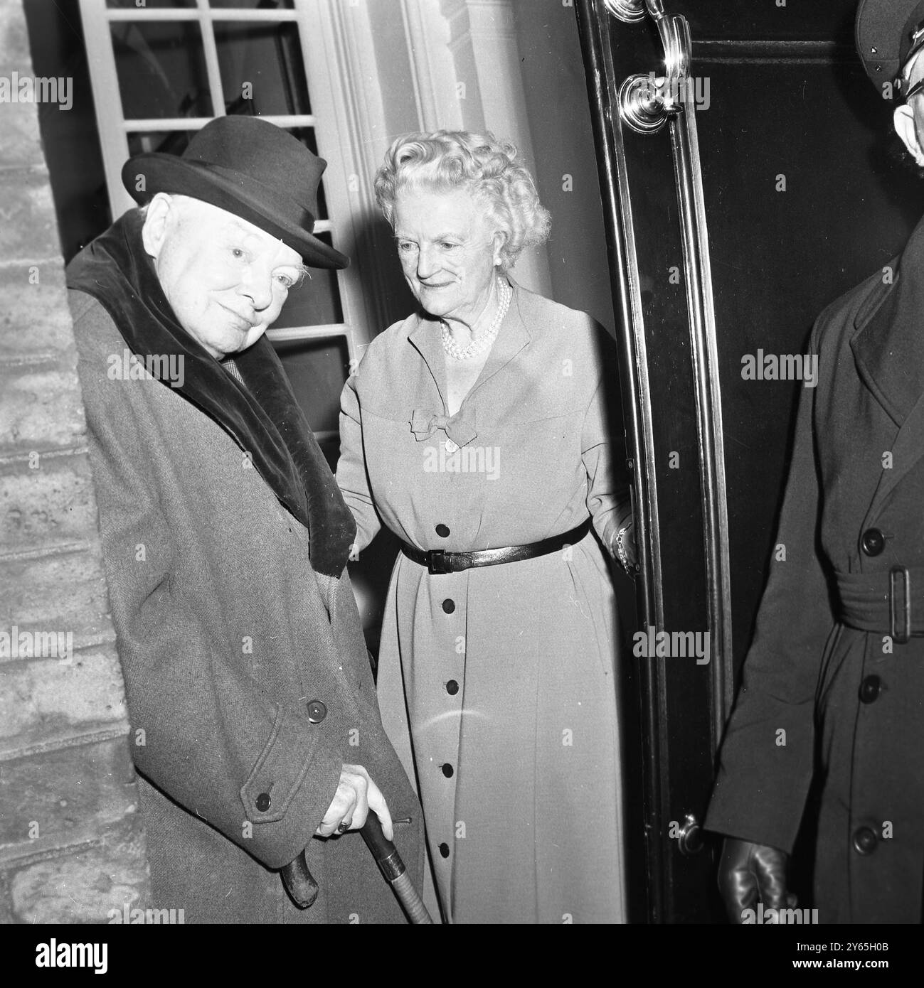 A Welcome Home For Winnie Lady Churchill greets her husband Sir Winston ...