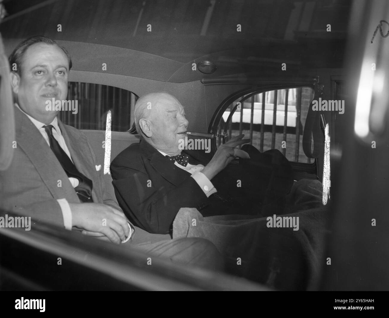 Churchill Visits Number 10 WIth his finger still bandaged from a cut he ...