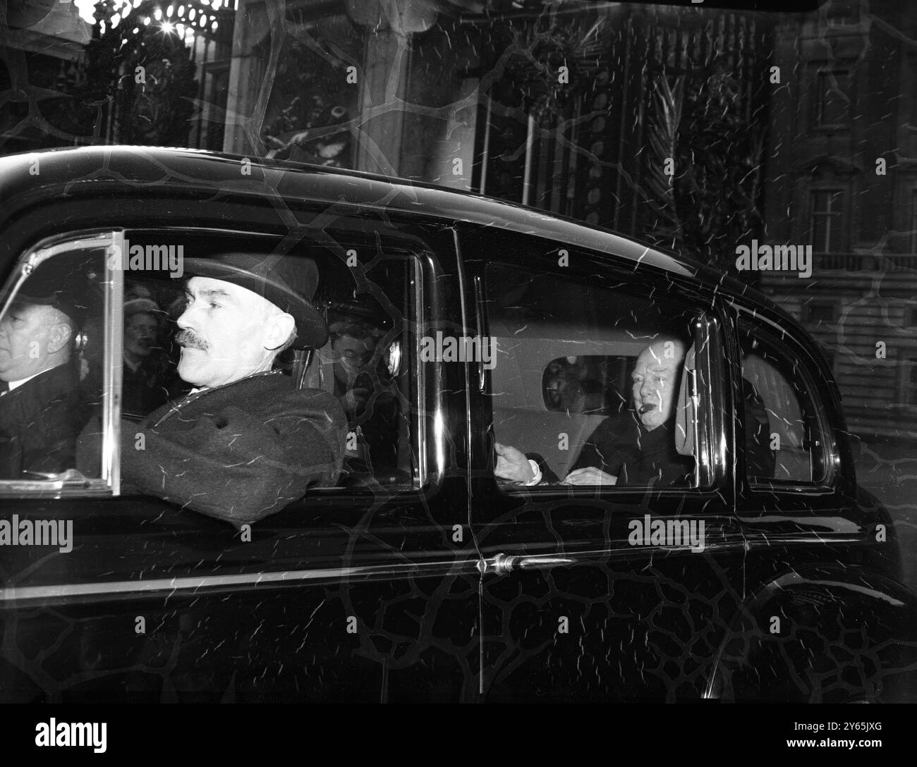 Smiling Sir Winston Leaves The Palace After Seeing The Queen Smiling ...