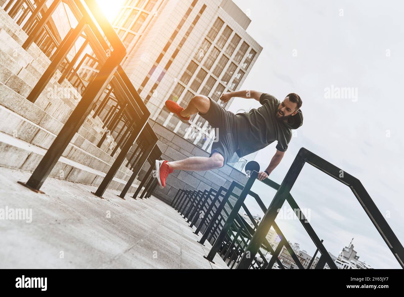Challenging himself. Full length of handsome young man in sport ...