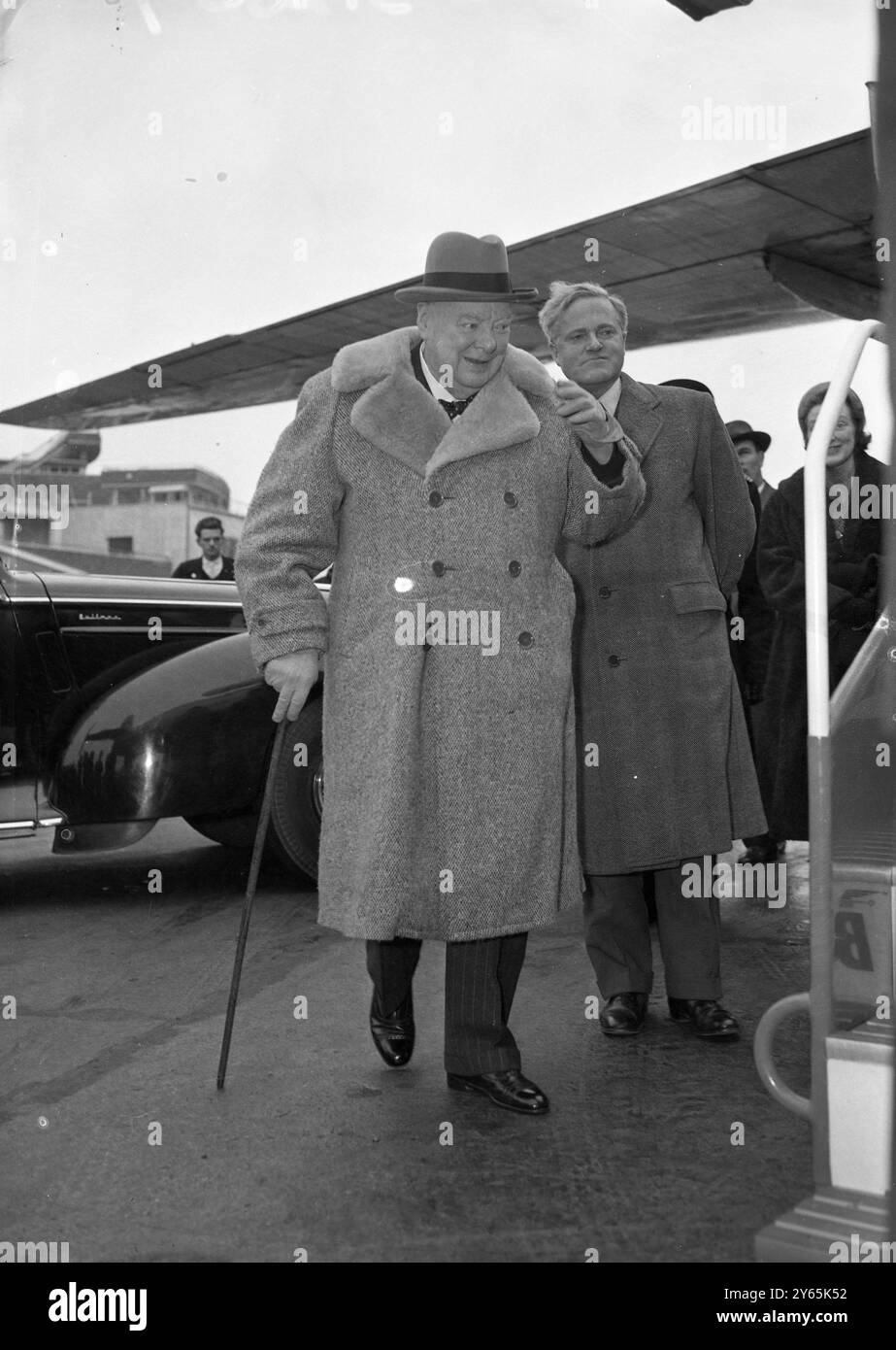 Sir Winston Flies Back To Riviera . Sir Winston Churchill boards an ...