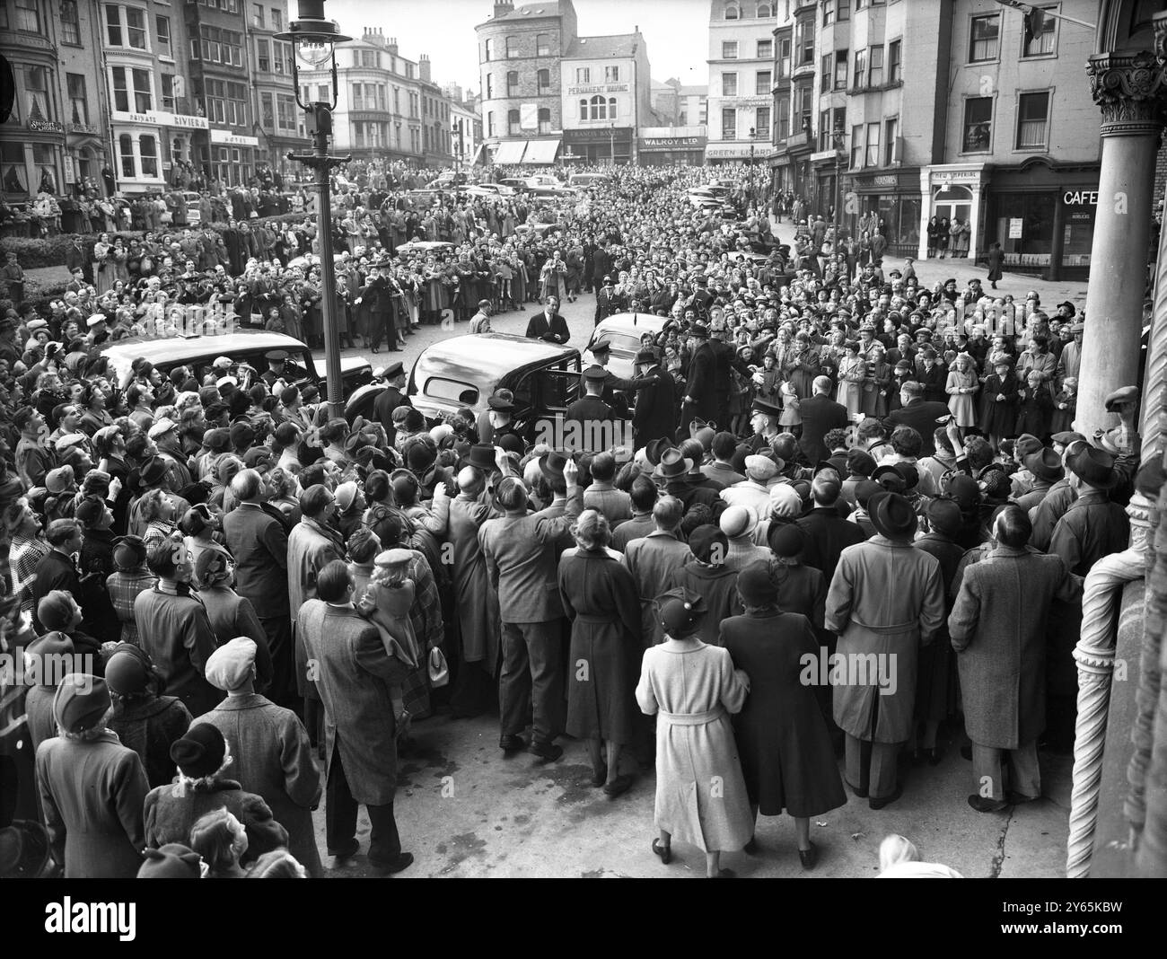 Scarborough Welcome For Mr Churchill Crowds wave to Prime Minister Mr ...