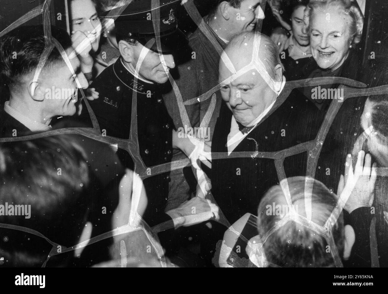 Churchill Vote - Huge Crowd at Polling Station A huge cheering crowd ...