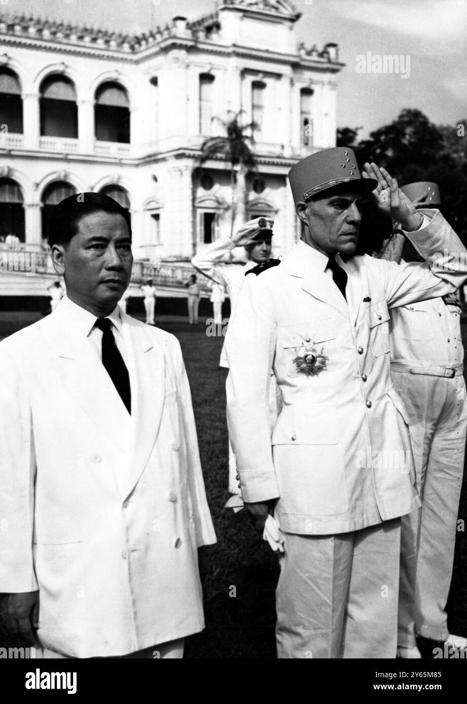 Premier Ngo Dinh Diem of Vietnam (left) and General Paul Ely , French ...