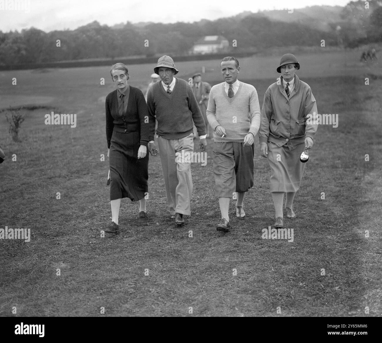 Mixed foursomes golf match at the Worplesdon Golf Club . Photo shows ...