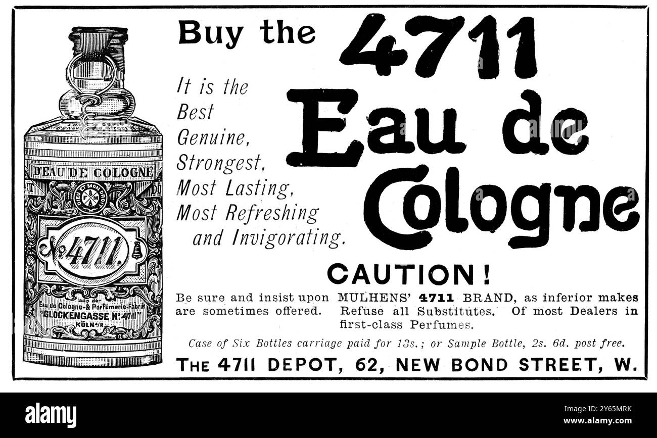 Advertisement for 4711 Eau de Cologne 28th November 1896 Stock Photo ...