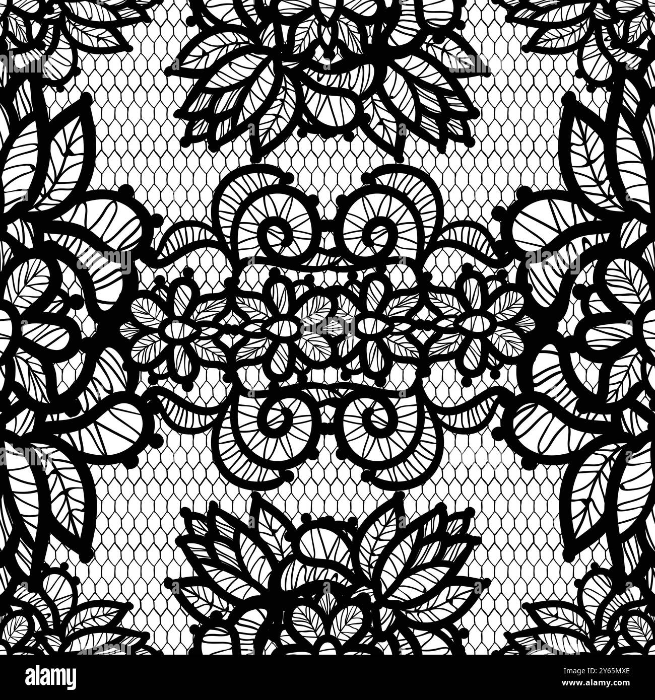 This elegant design features a mesmerizing black lace seamless pattern ...