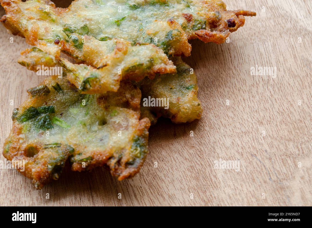 Close up view of golden crispy goodness of vegetable fritter Stock ...
