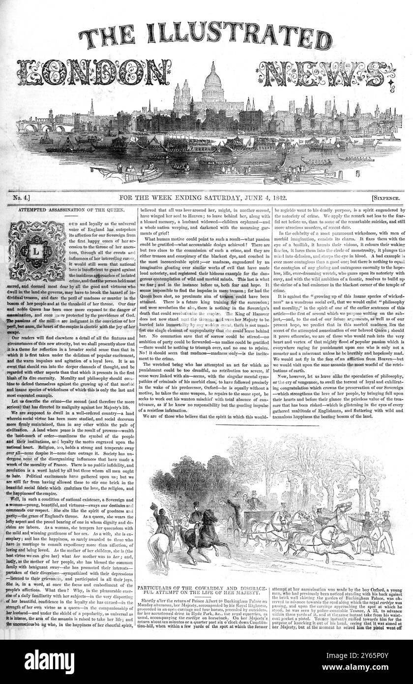 Front cover of The Illustrated London News 4 June 1842 With a story and ...
