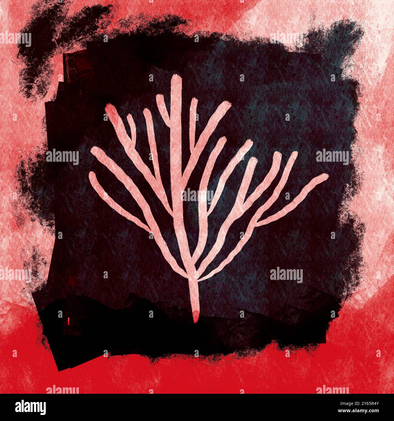 A digitally created minimalist art piece featuring a stylized white ...