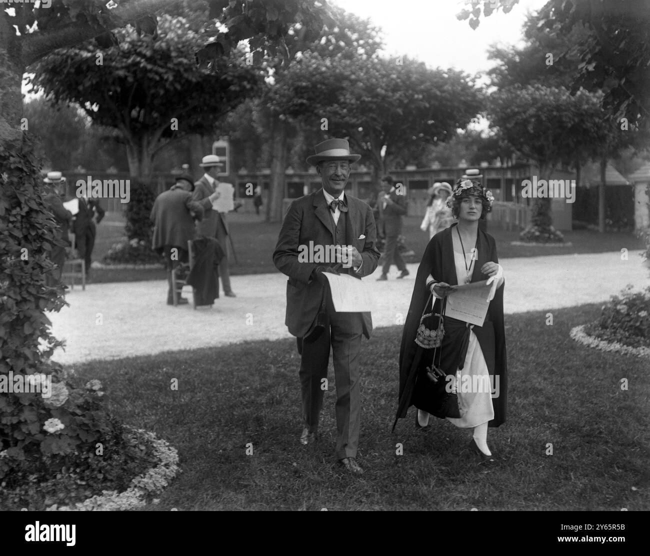 Lord Carnarvon with his daughter Lady Evelyn Herbert at Deauville Races ...