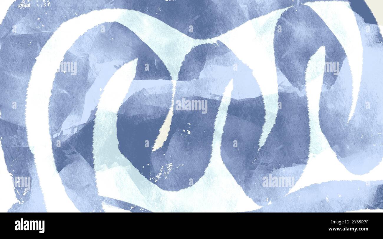 A textured blue watercolor illustration with swirling patterns and a ...