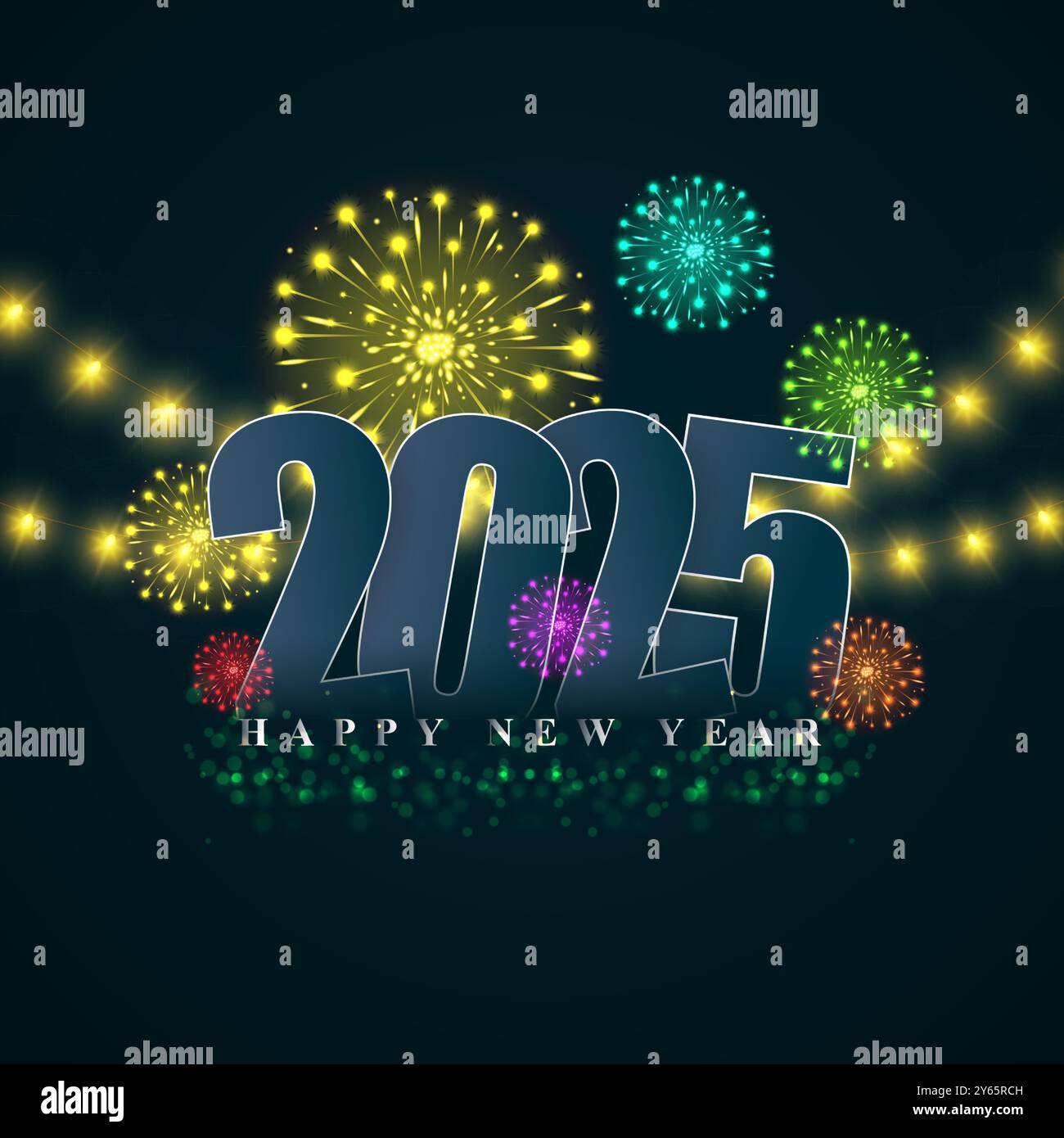 Vector illustration of Happy New Year 2025 social media feed template ...