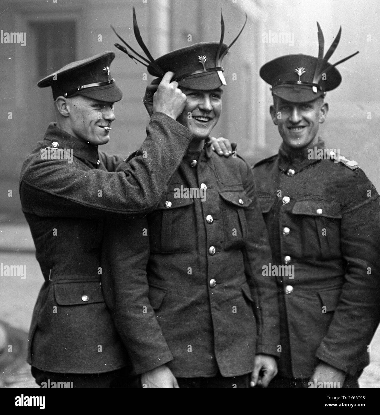 St David's Day in London . Welsh Guards at Wellington Barracks wearing ...
