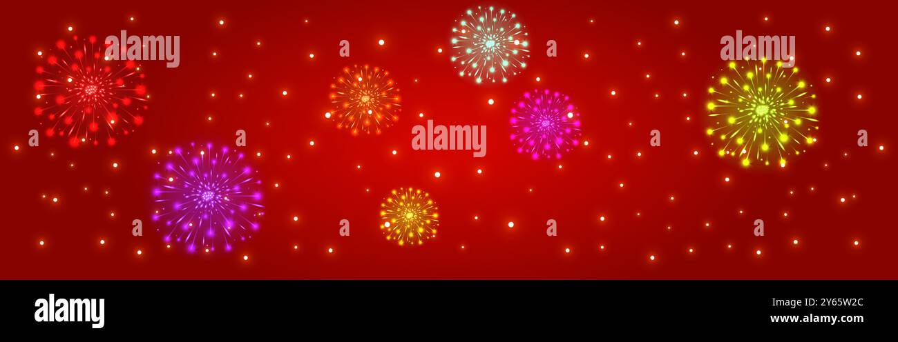 Vector illustration of colorful bursting fireworks background Stock ...