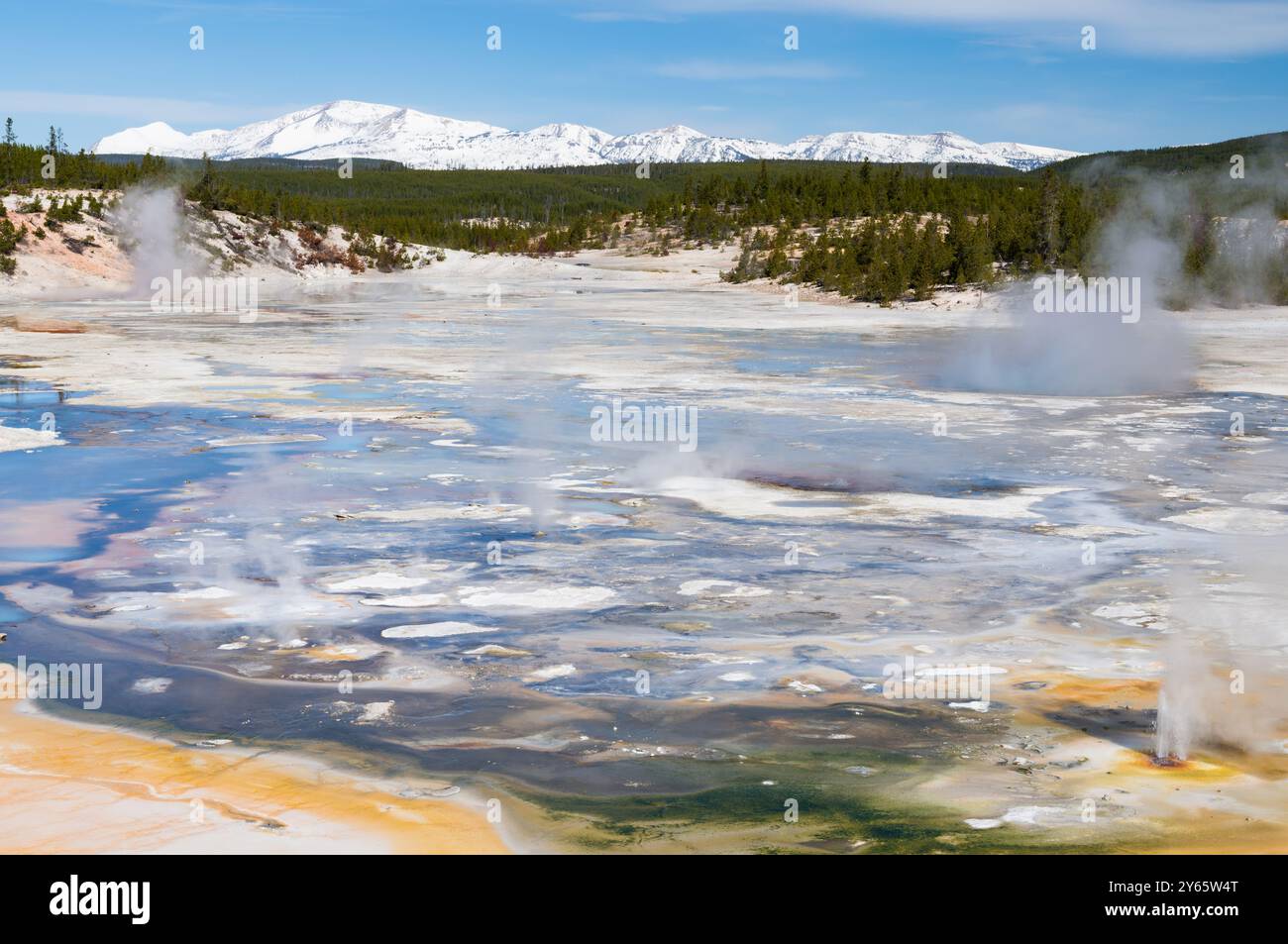 A captivating view of Yellowstone's vibrant geothermal features with ...
