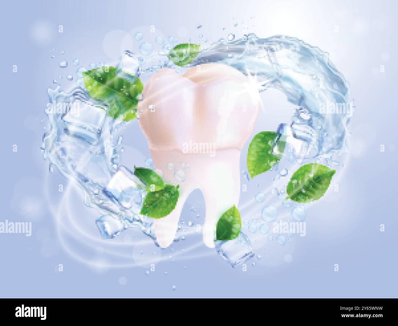 Ice mint teeth. Realistic tooth oral hygiene protection, fresh mint ...
