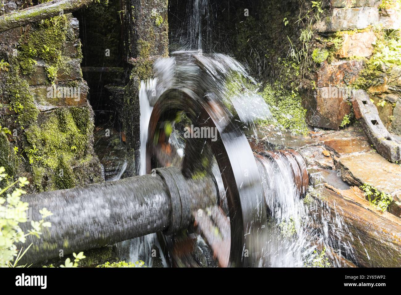 Showcasing the dynamics of a traditional water mill with water ...