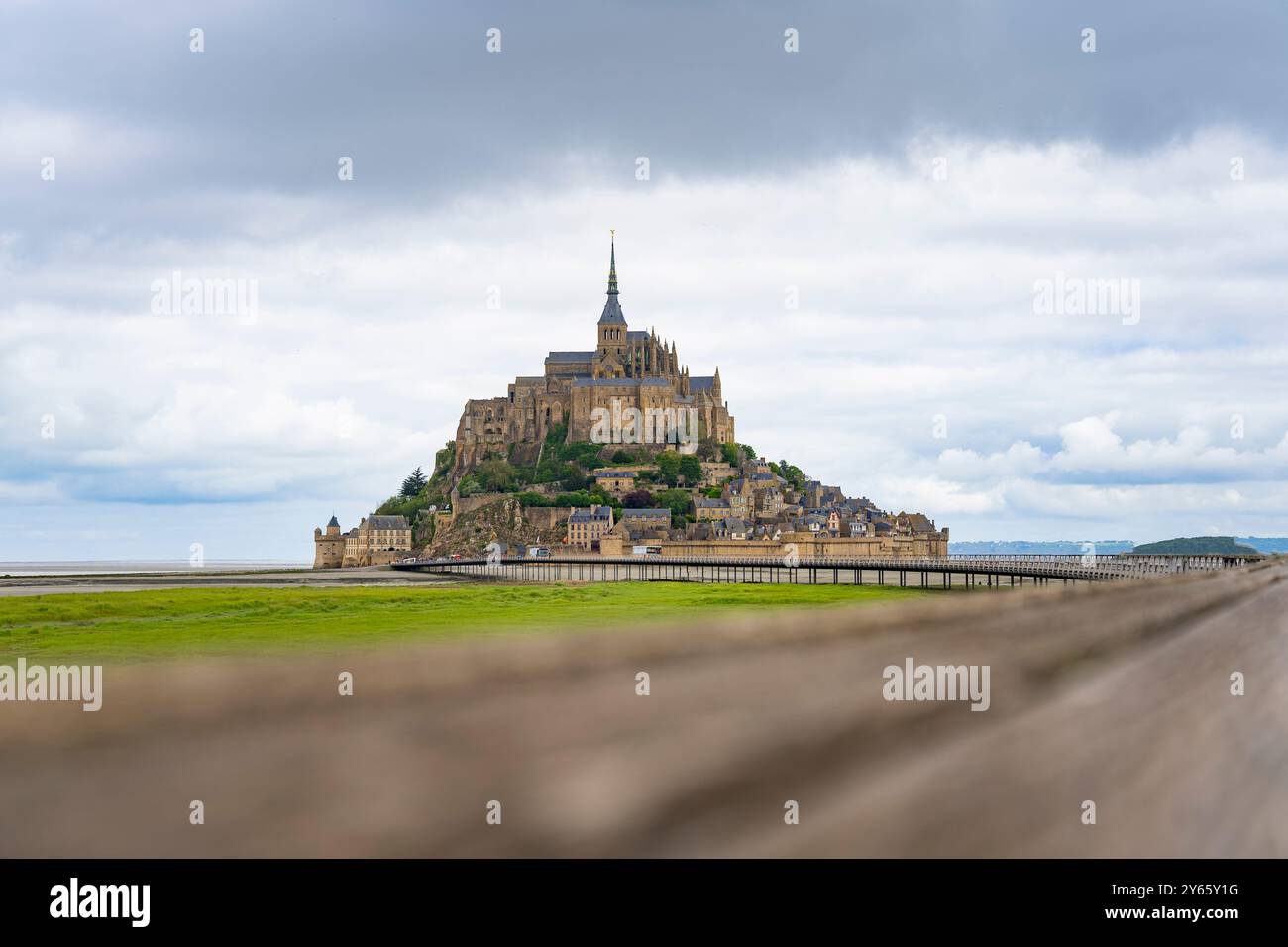 Majestic Mont Saint-Michel stands prominently under a cloudy sky This ...