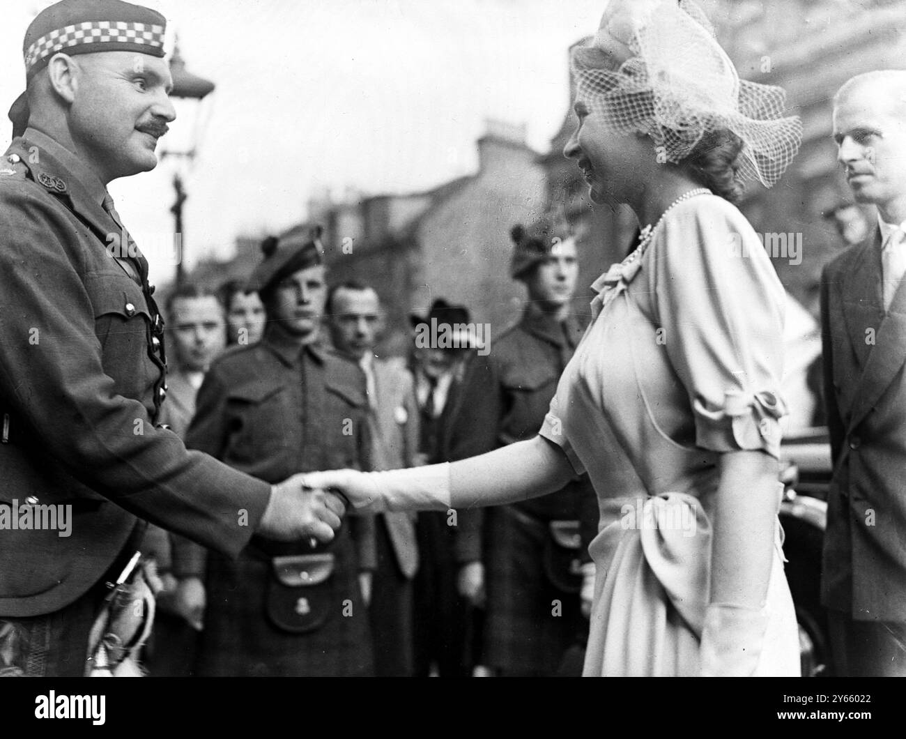 HRH Princess Elizabeth being greeted at the Argyle and Sutherland Club ...