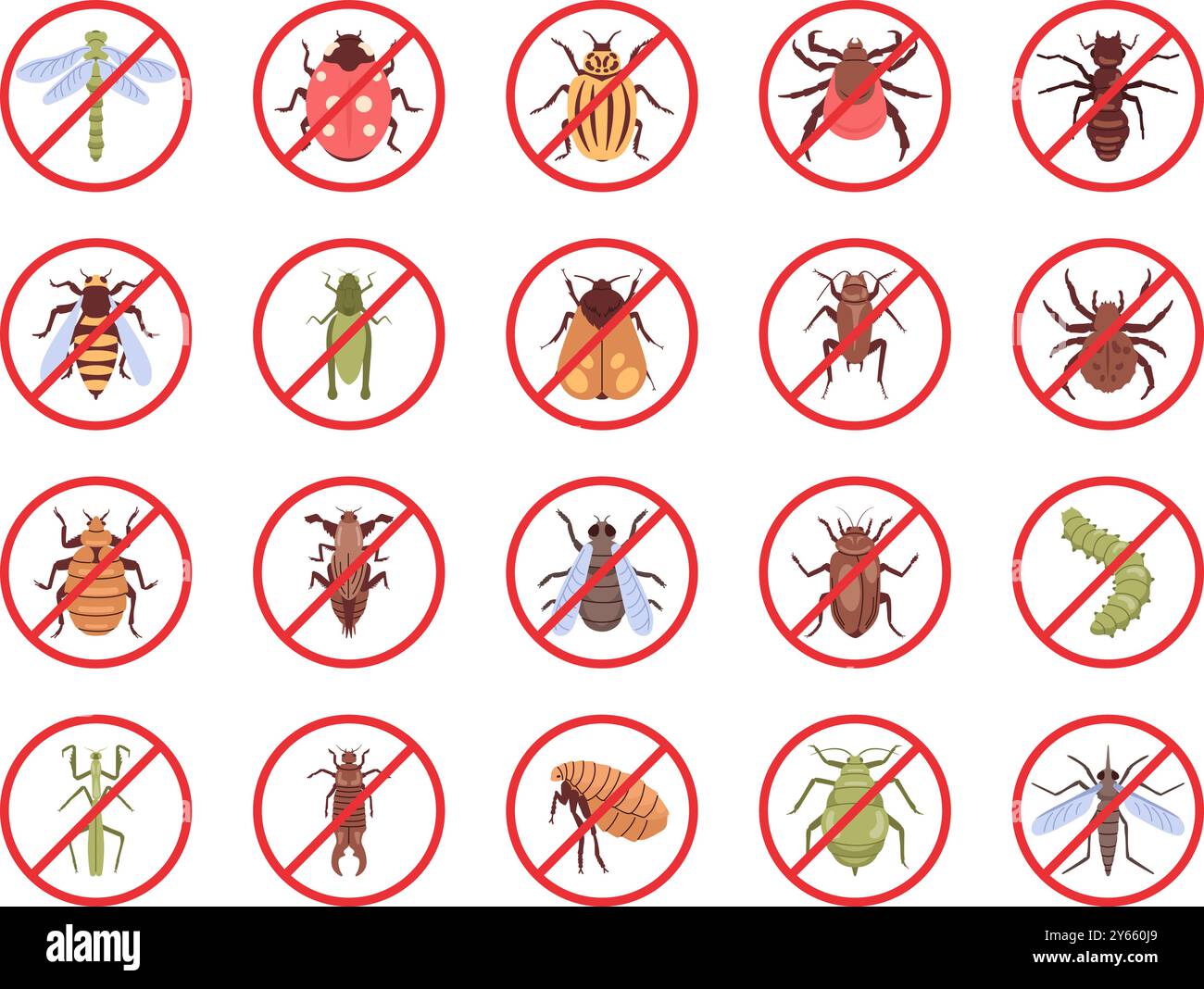 Anti insect signs. Stop insects icon, pest control repellent bug ...