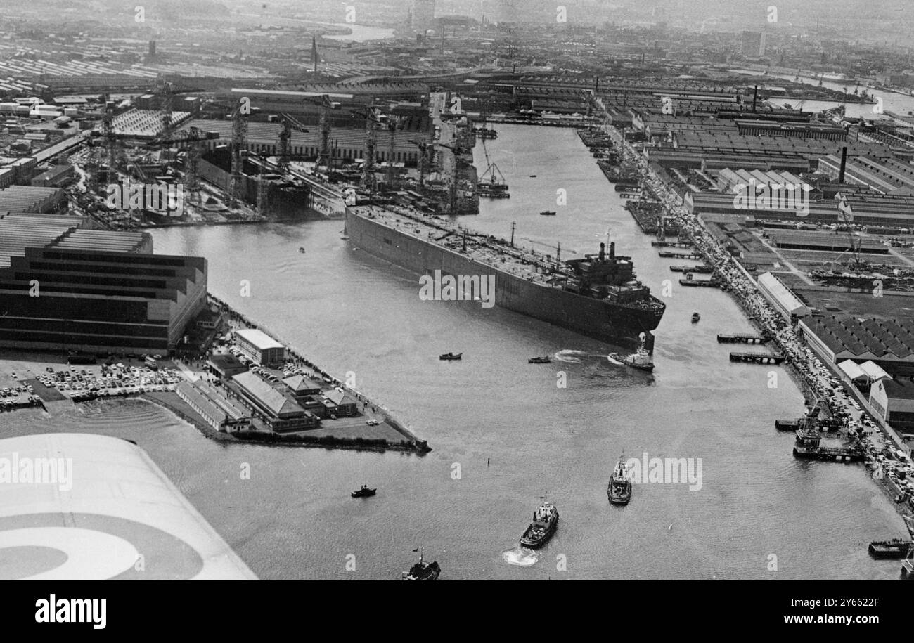 The £5 million tanker Myriana , slides stern first into the Musgrave ...