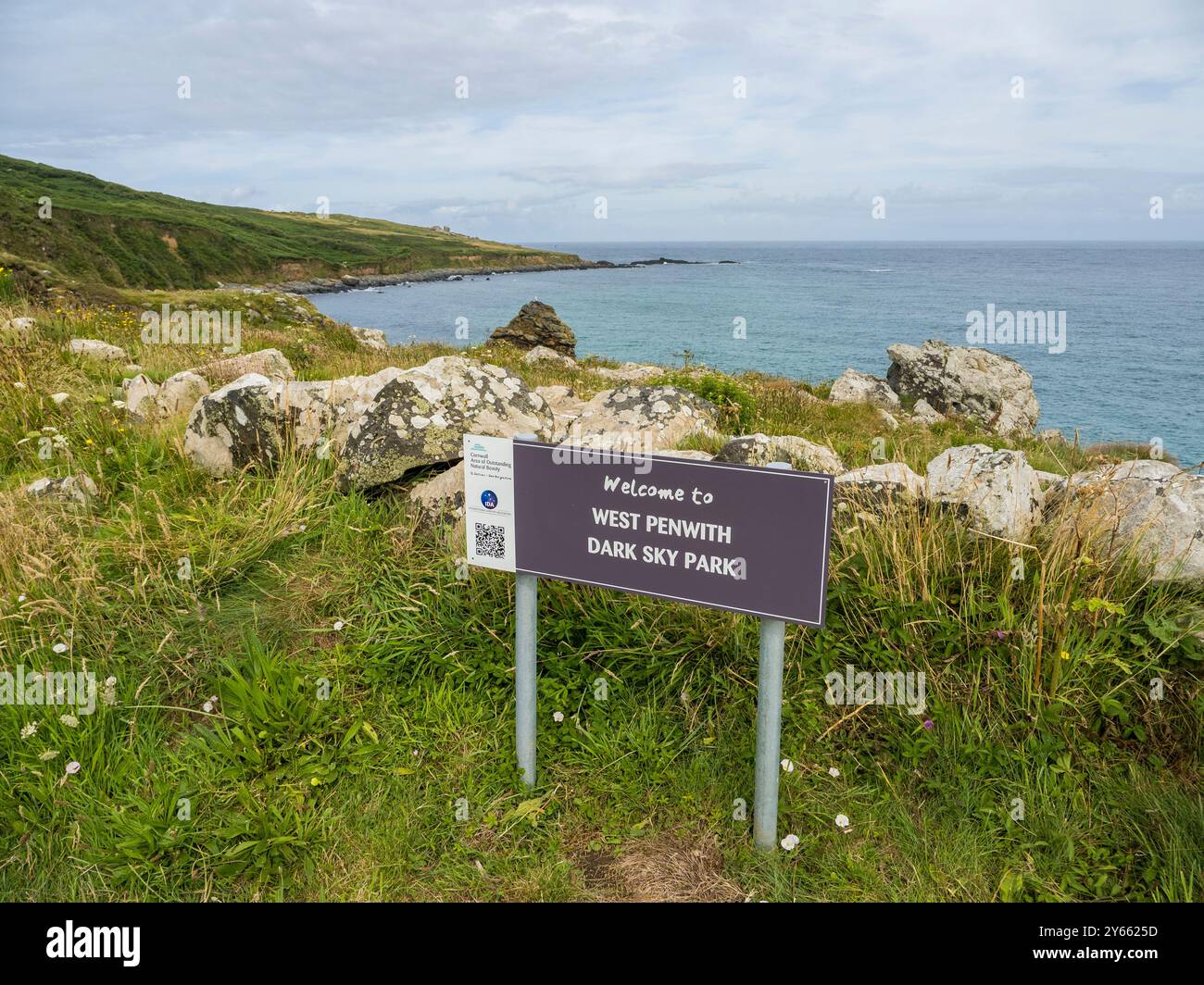 Dark Sky Path, Sign, Rocky Coastal Landscape, St Ives, Cornwall ...