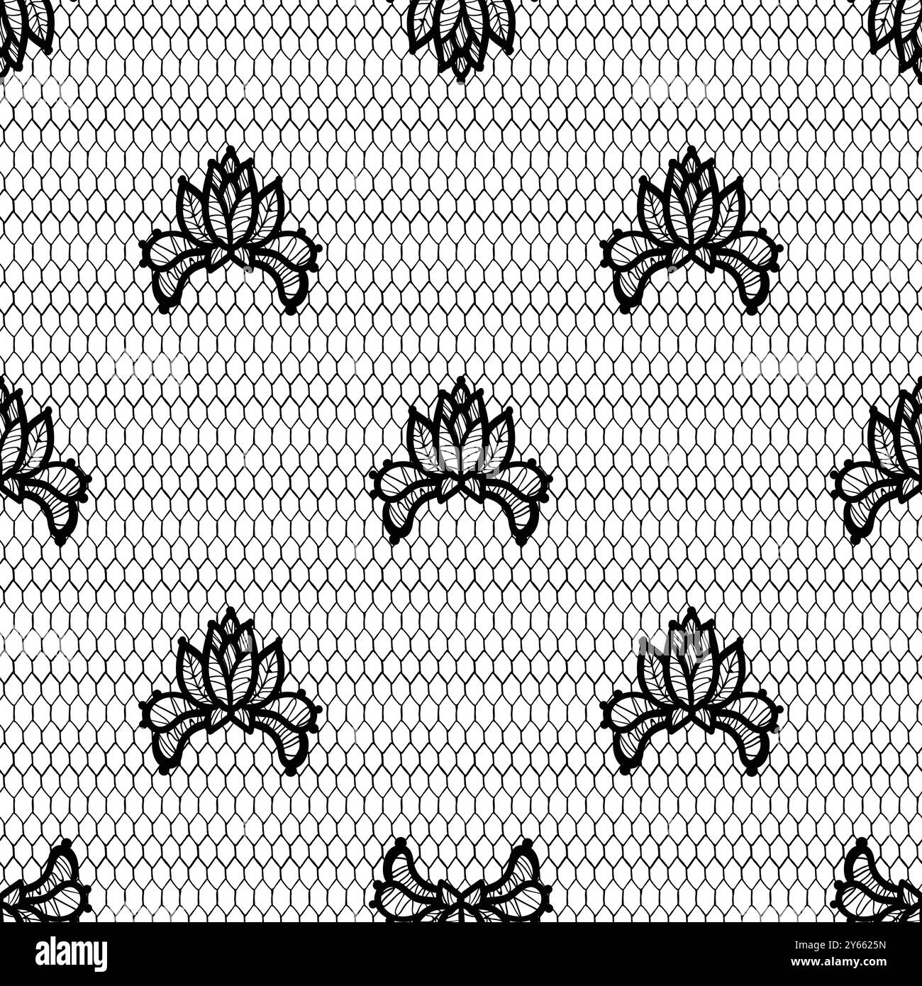 This elegant design features a mesmerizing black lace seamless pattern ...