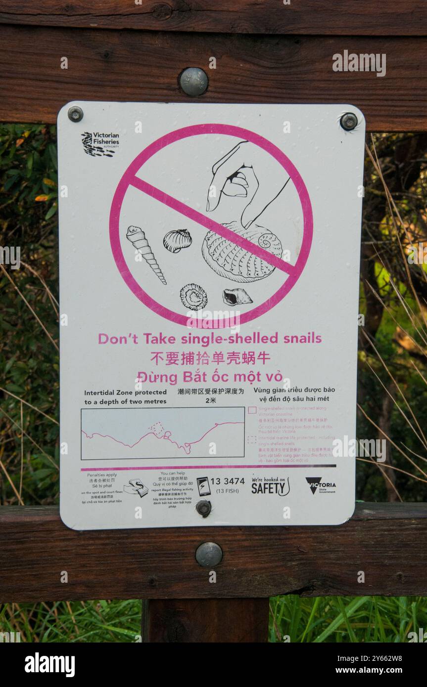 Trilingual sign prohibiting single shell snail collection in the ...