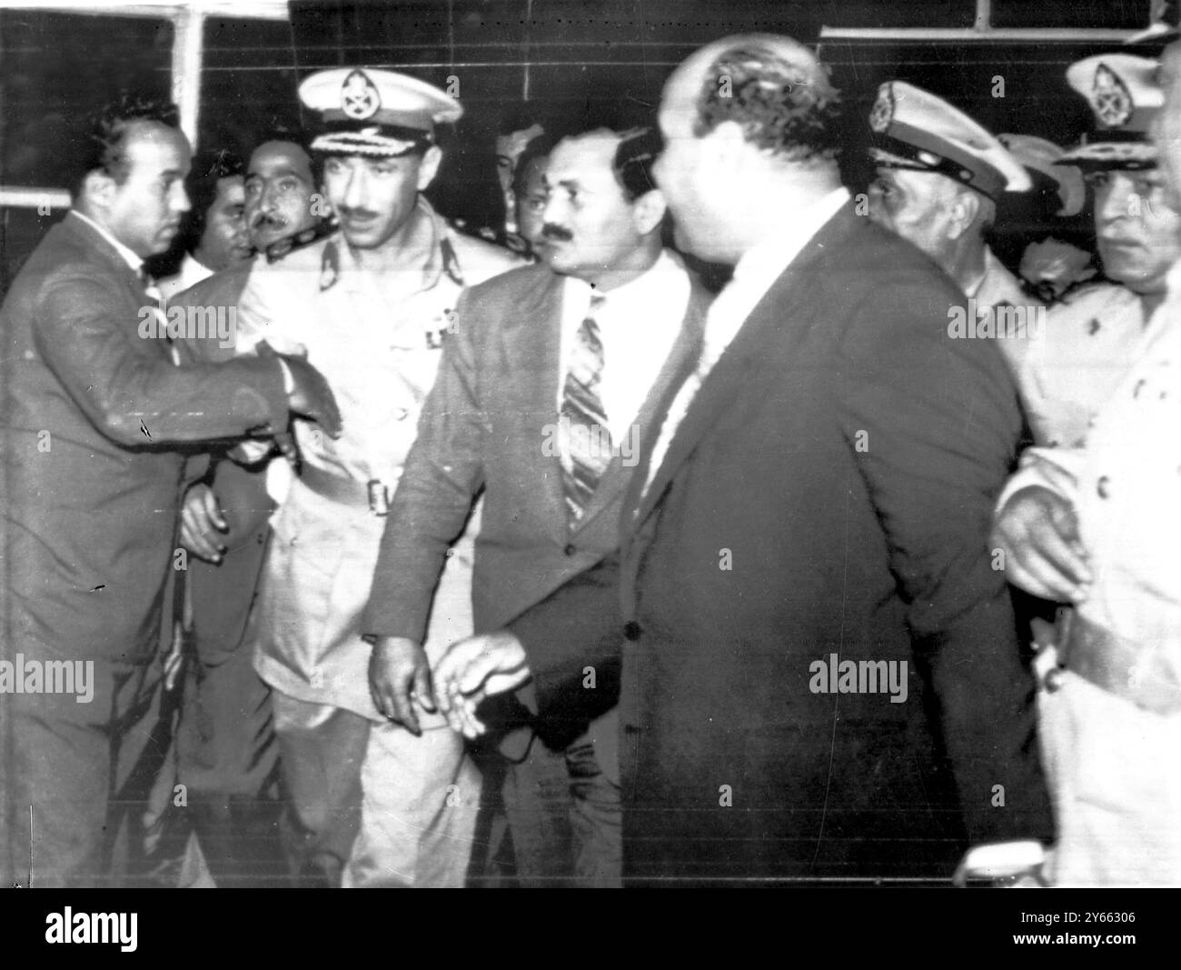 UAR Army Commander Amer is met by Vice President Kamal Eddine Hussein ...