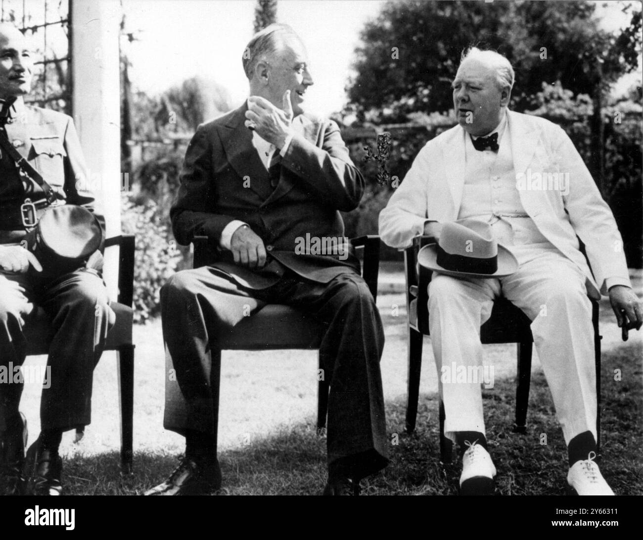 left to right Chiang Kai Shek President Roosevelt and Winston Churchill ...