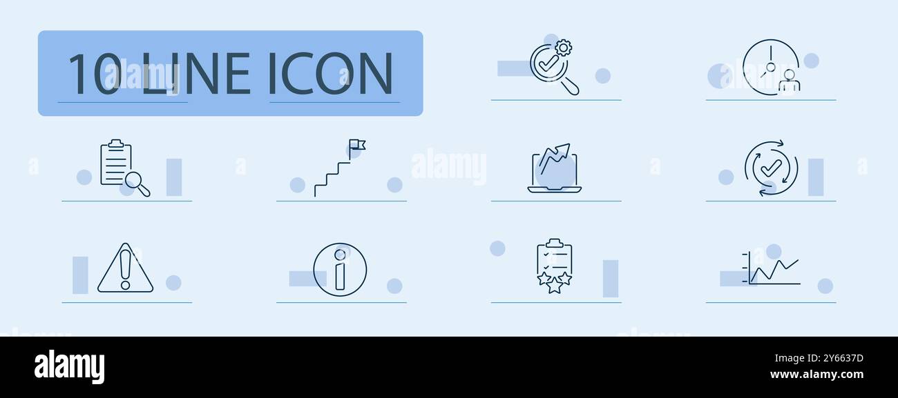 Business process set icon. Approval, time management, success, alert ...