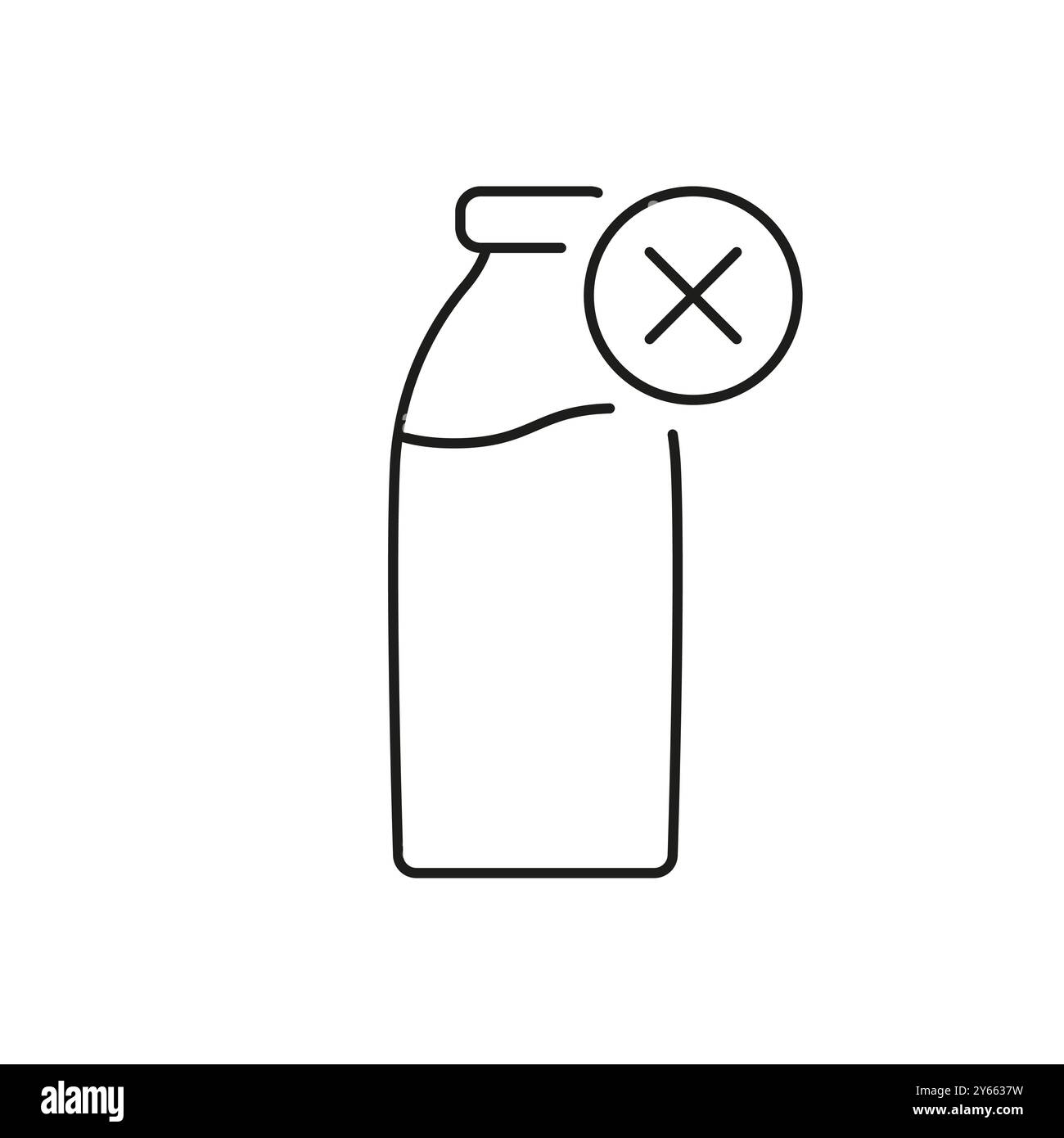 Prohibited Dairy Products Line Icon, Cross Sign on Milk Bottle ...