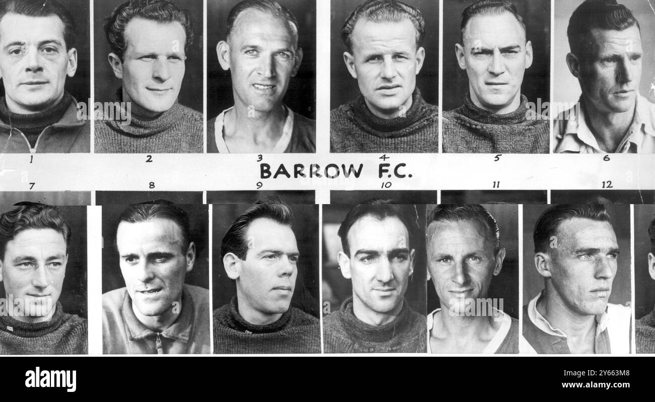 Barrow Football Club 1947-1948. 1. W. Phillipson. 2. A. McIntosh. 3. L ...