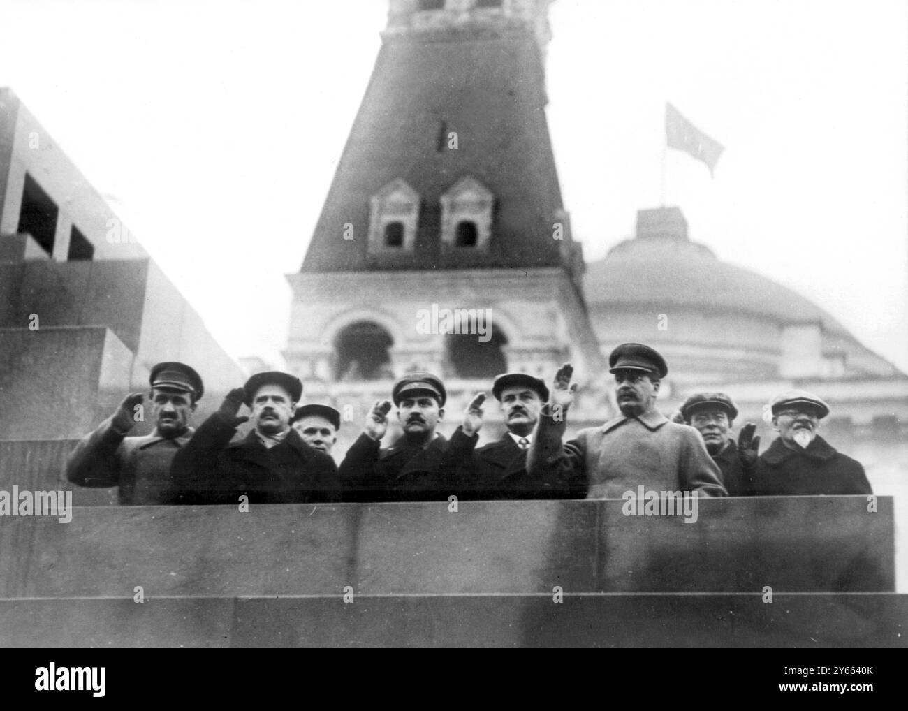 Josef Stalin and other members of the government saluting the troops on ...