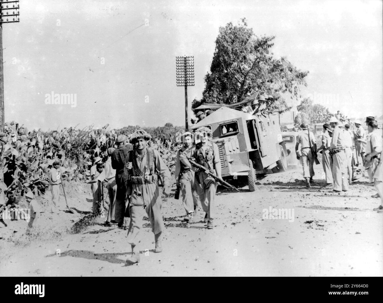 Jewish infantry and armoured escort seen moving forward to consolidate ...