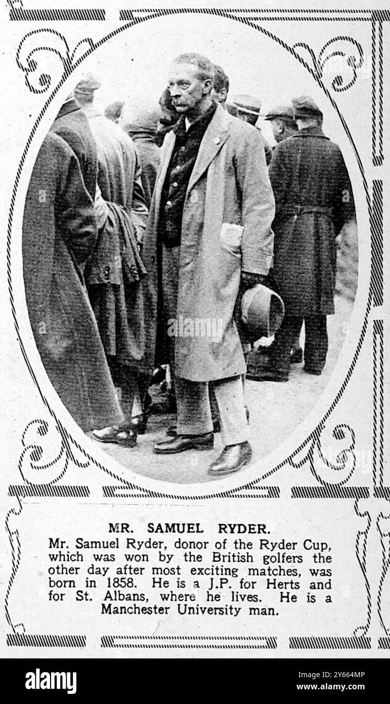 Mr Samuel Ryder - the donator of the Ryder Cup in Golf. 1929 Stock ...