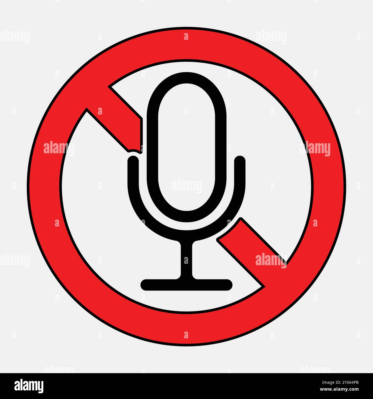 A striking no voice recording symbol featuring a microphone inside a ...