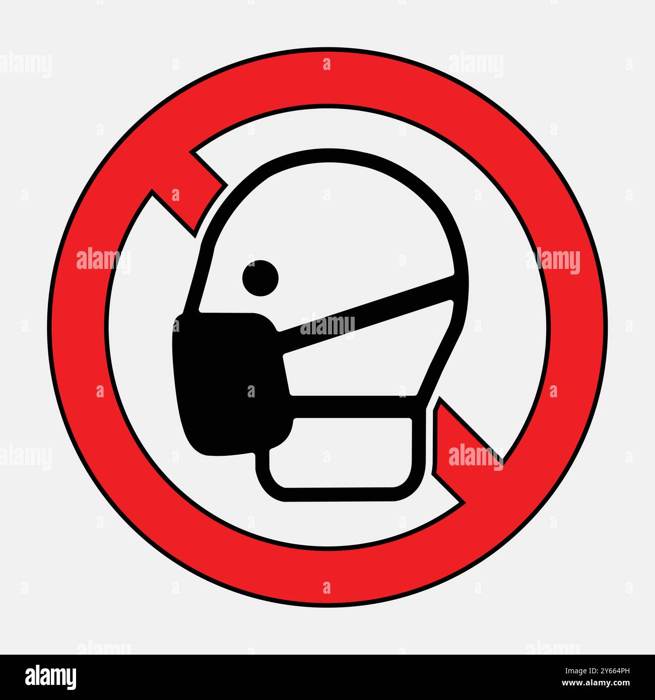 A clear no mask required sign featuring a helmet symbol, designed to ...