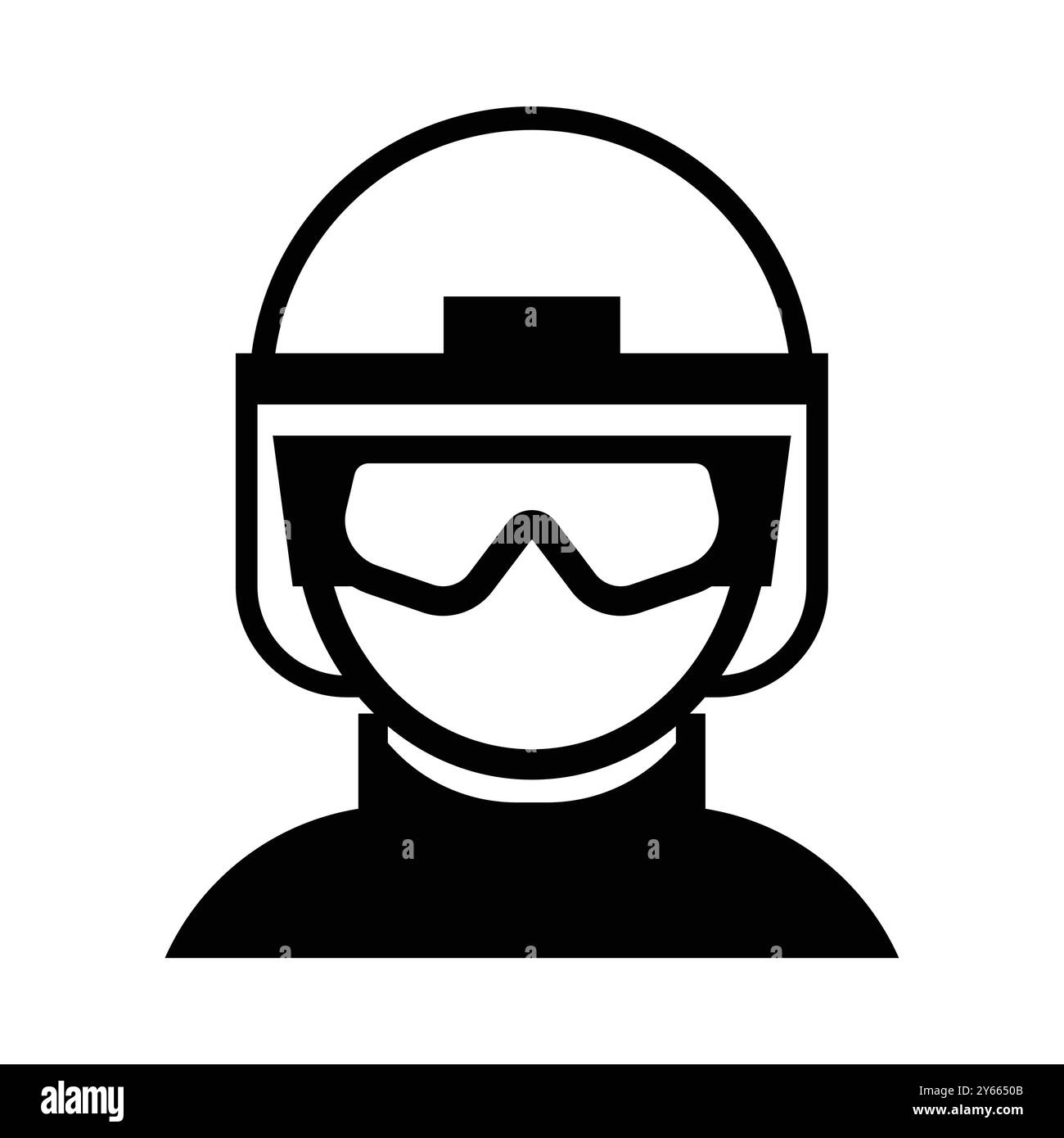 A minimalist silhouette of a helmeted figure represents themes of ...