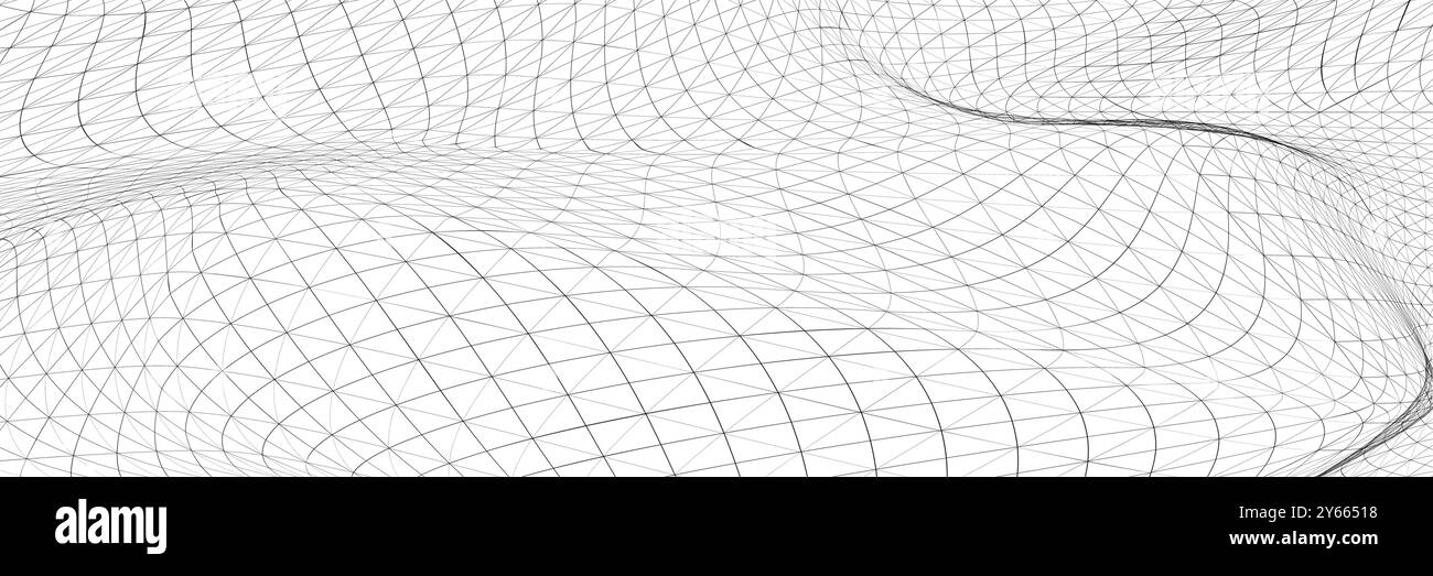 Vector illustration. Abstract flow of lines and grids, mirroring ...
