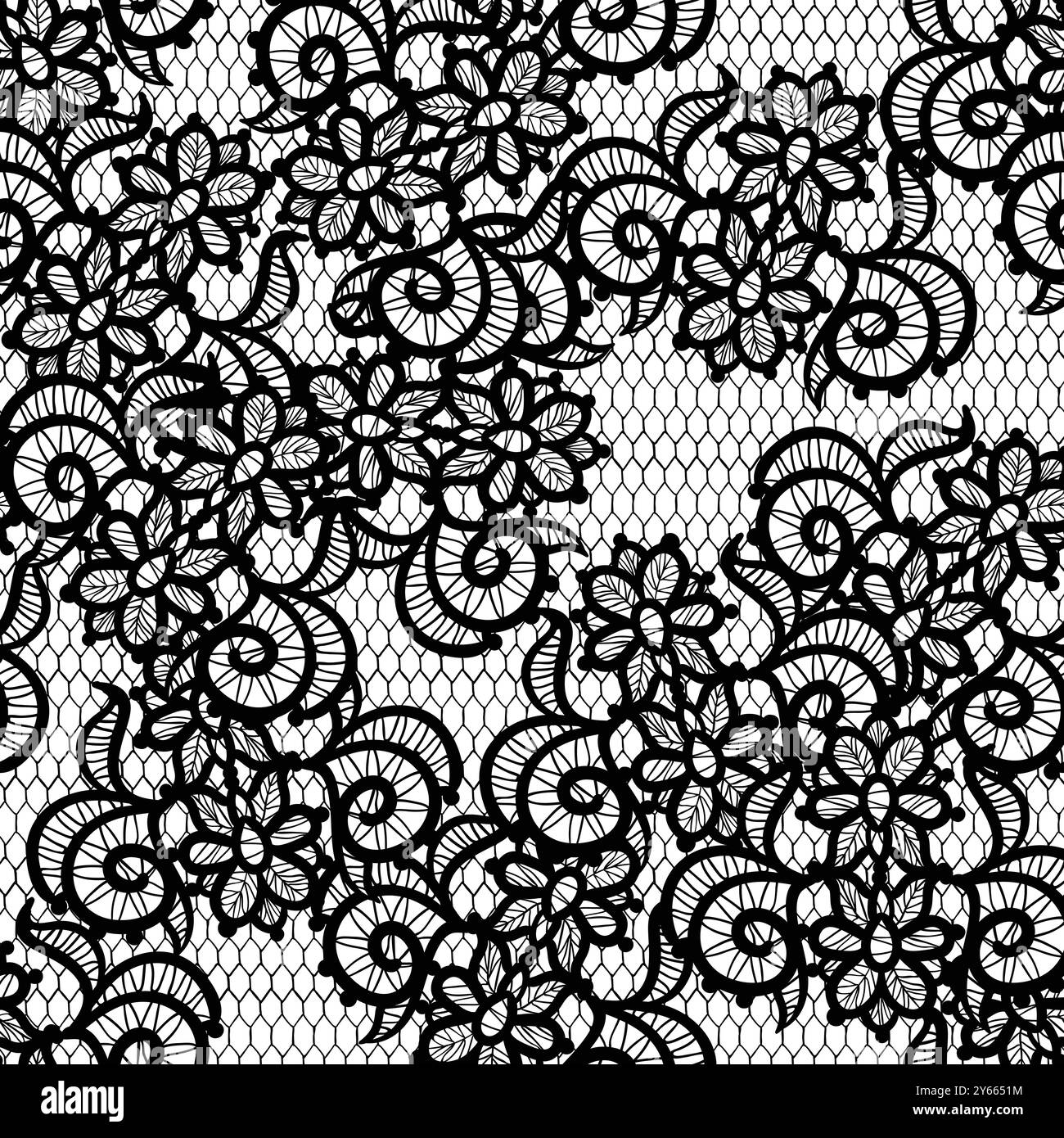 This elegant design features a mesmerizing black lace seamless pattern ...