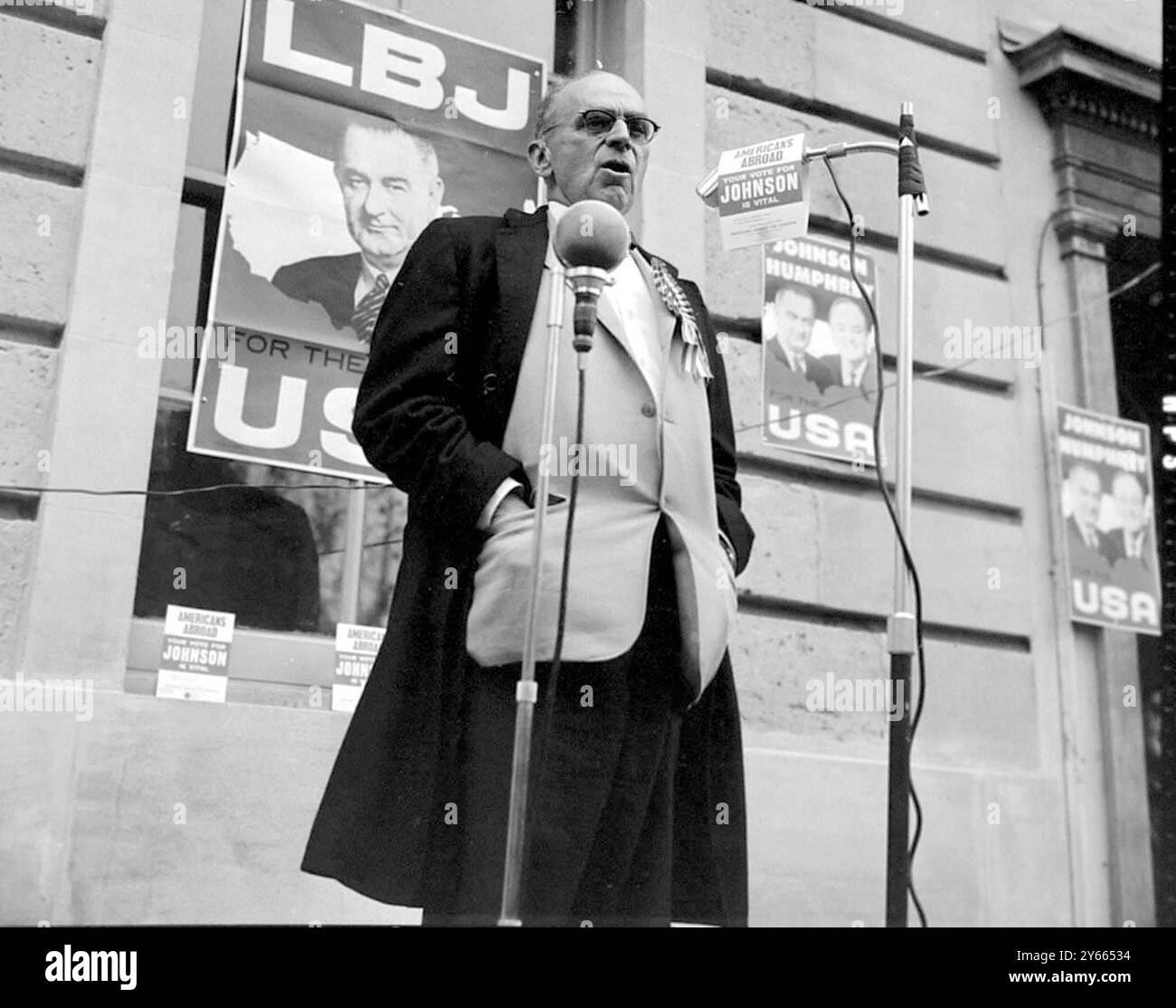 Fronting an " LBJ" for the U.S.A campaign poster, Mr Morris Ernst ...