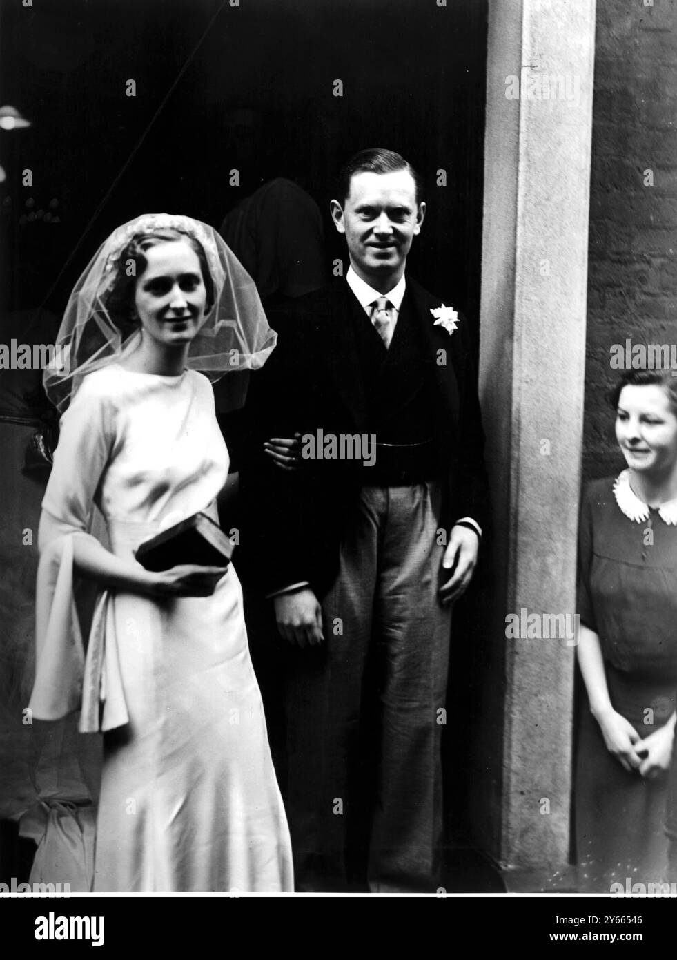 Mr Evelyn Waugh the author and Miss Laura Herbert youngest daughter of ...
