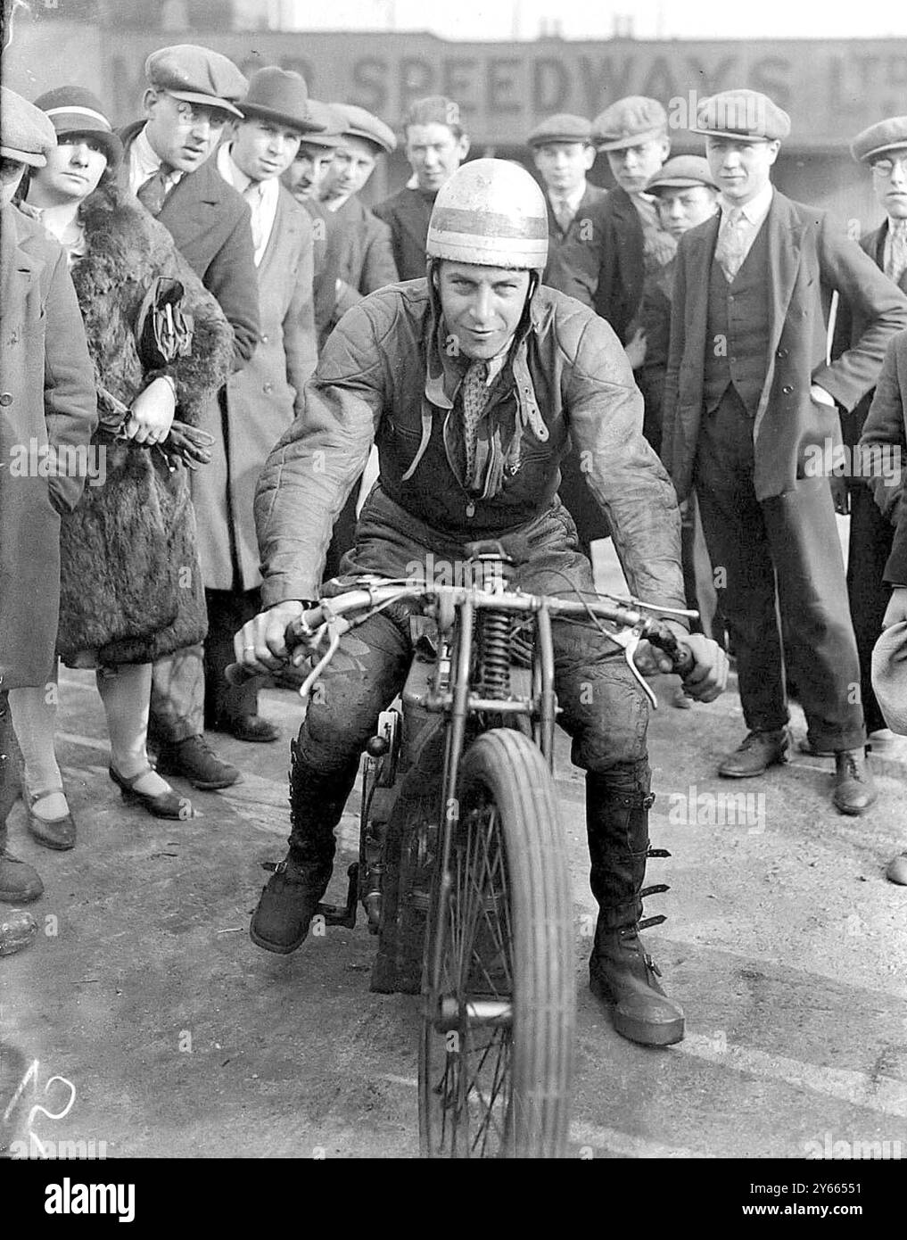 Vic Huxley, sitiing on a "Douglas", at Lea- Bridge (Undated Stock Photo ...