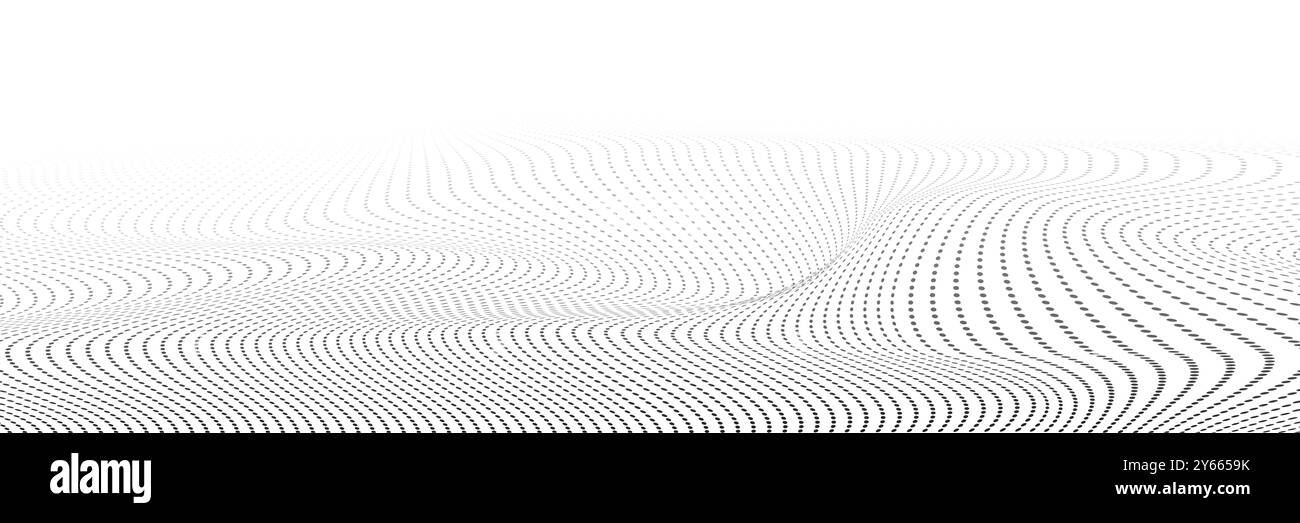 Vector illustration. Fluid wave of data points reflects endless rhythm ...
