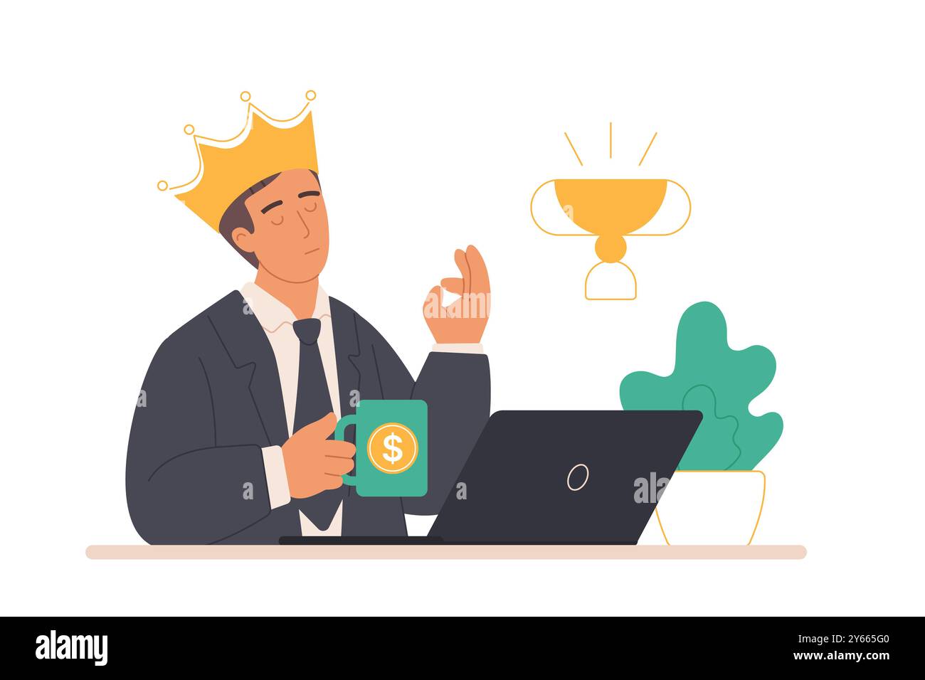 Pride and charisma, narcissism of successful business leader with crown ... Pride and charisma, narcissism of successful business leader with crown ...