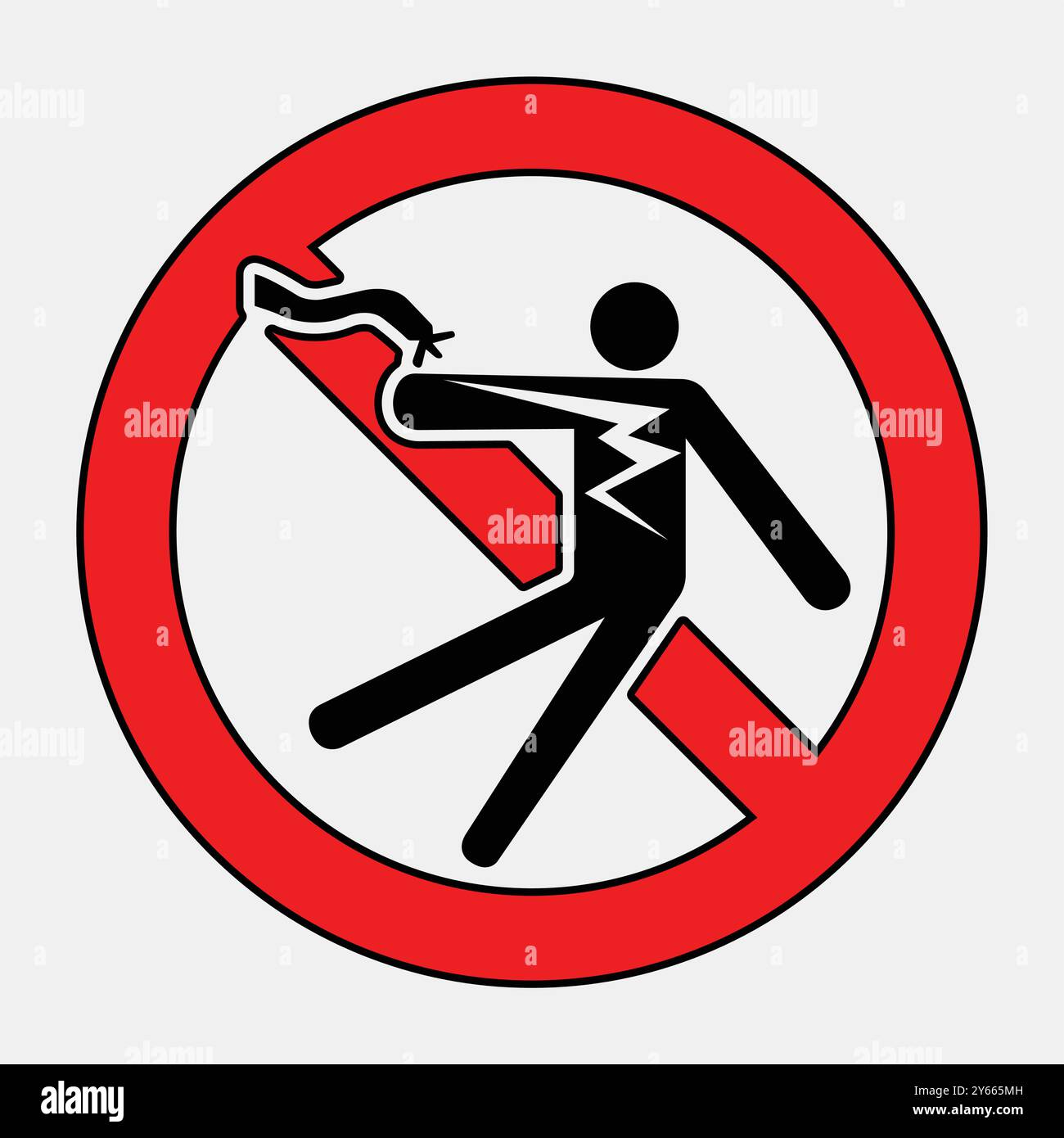 A striking warning sign depicting a figure illustrating a prohibition ...