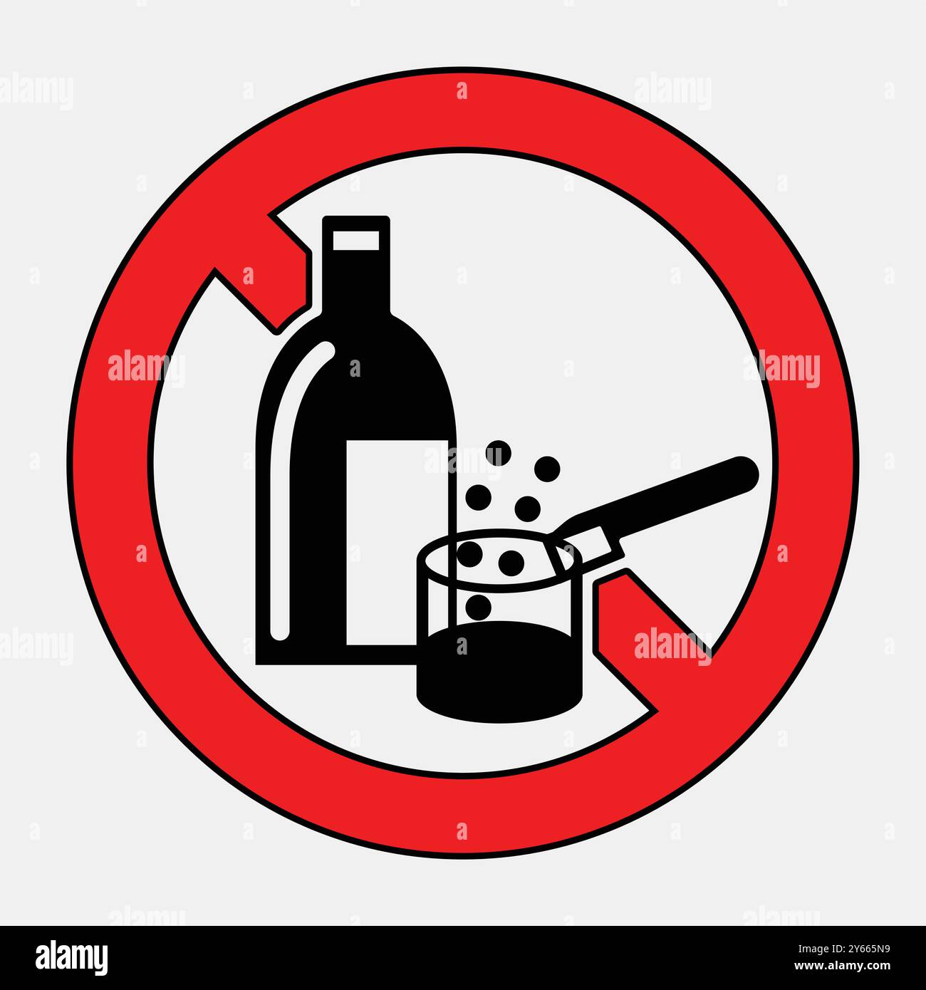 A no alcohol sign featuring a stylized bottle and glass, enclosed in a ...